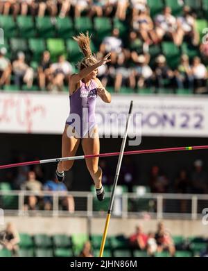 Molly Caudery (GB&NI) competing in the women’s pole vault on day one at ...