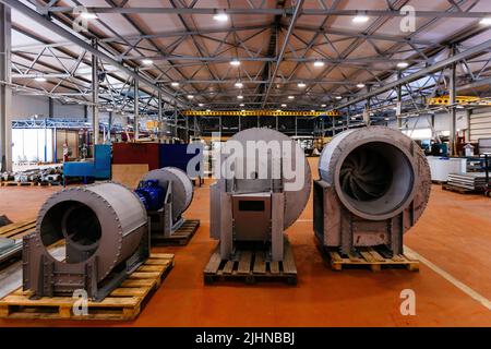 Industrial ventilation fans production in metalworking factory Stock ...