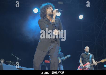July 19, 2022, Ferrara, Emilia Romagna, Italy: The singer Francesco ...