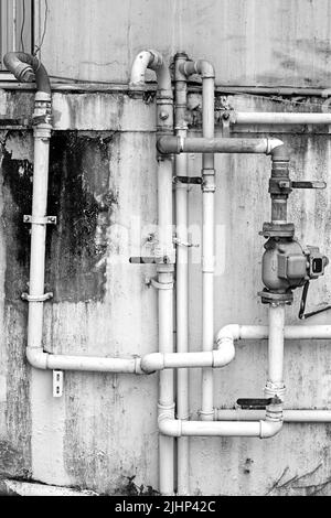 Old rusty pipeline with valve against the blue sky background Stock ...