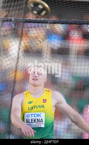 Mykolas Alekna, of Lithuania, competes during qualifying for the men's ...