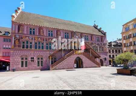 Former Town Hall in Mulhouse, Alsace, France. Its façade was decorated ...