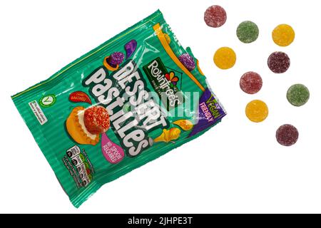 Packet of Rowntrees Dessert Pastilles with contents spilled spilt ...