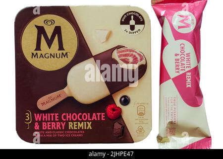 box of Magnum white chocolate icecreams ice creams isolated on white ...