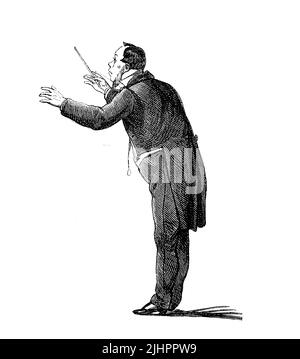 Dirigent, verschiedene Bewegungen beim Dirigieren eines Orchesters ...