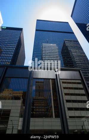 Looking up at the Toronto Dominion (TD) buildings with neighbouring ...