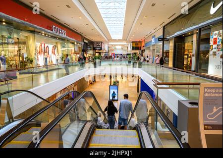 Split level view of the inside of Square One Shopping Centre ...