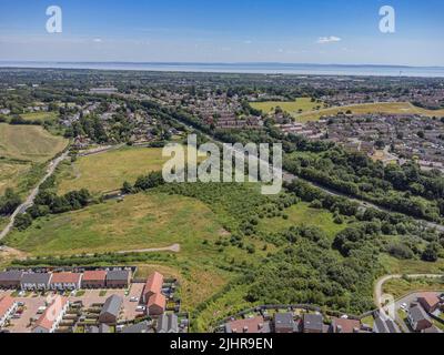 Aerial views over Pontprennau, Cardiff, Wales Stock Photo - Alamy