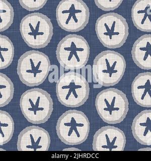 French blue star motif seamless pattern. Tonal country cottage style ...