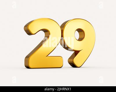 Golden number twenty-nine (29 years) on white background with pattern ...
