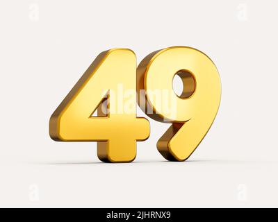 Golden number forty-nine (49 years) on white background with pattern ...