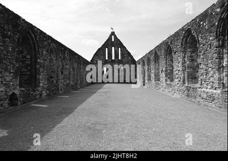 The inside of a roofless Battle Abbey on the site of The Battle of ...