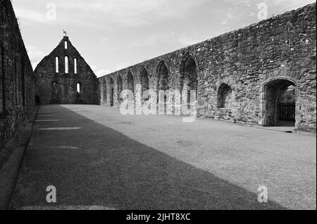 The inside of a roofless Battle Abbey on the site of The Battle of ...