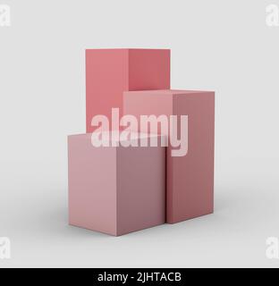 A 3d illustration of a pink geometric cubes Stock Photo - Alamy