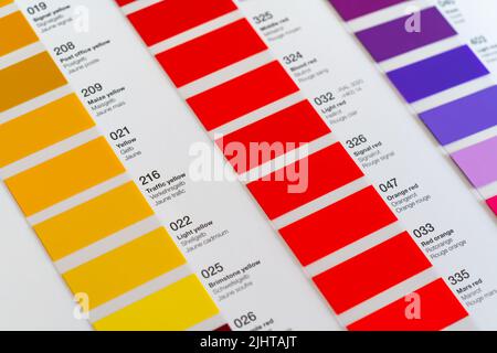 Vibrant colors swatches - adhesive film - with colour names in English ...