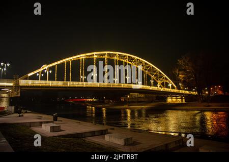 A nighttime shot of Kossuth Bridge, Gyor, Hungary Stock Photo - Alamy