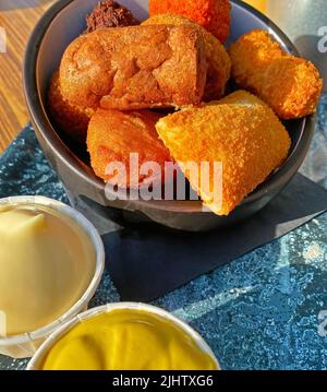 Typical Dutch food, a dish of meatballs (gehaktballen) served with ...