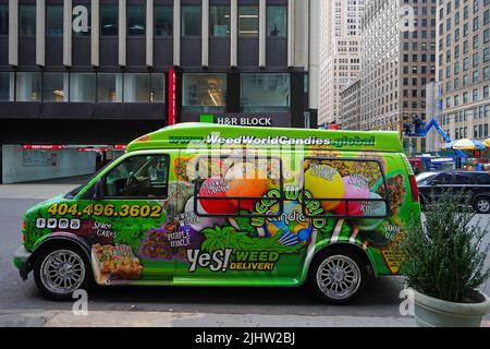 cannabis weed truck in New York City avenue Stock Photo - Alamy