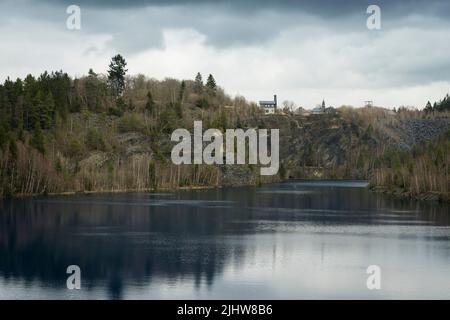 mining pit of a historic slate quarry Stock Photo - Alamy