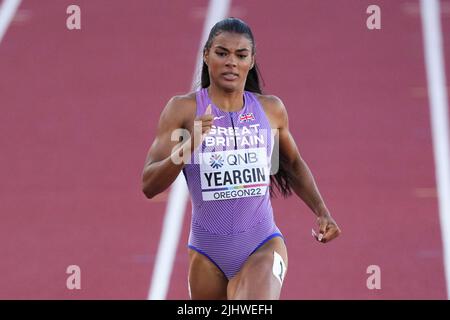 Great Britain's Nicole Yeargin during the Women’s 4x400m Heats on day ...