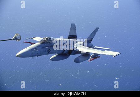 McDonnell Douglas F/A-18C refueling Stock Photo - Alamy