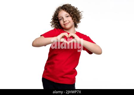 Child Curly-haired schoolgirl 10-12s in white blouse and round glasses ...