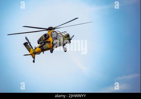 TAI/AgustaWestland T129 ATAK displays overhead at Farnborough ...