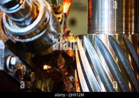 Process of cutting helical gear with modular hob cutter Stock Photo - Alamy