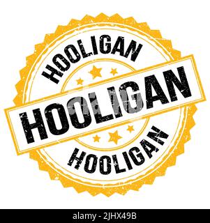 HOOLIGAN text written on black red sticker stamp Stock Photo - Alamy