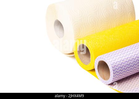 Kitchen towels bamboo roll isolated on a white background Stock Photo ...
