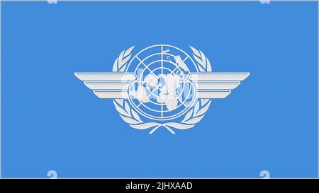 Icao International Civil Aviation Organization Flag, Closeup View, 3D ...