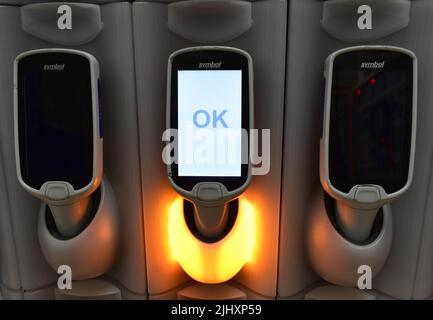 tesco self service hand held bar code supermarket scanner reader Stock ...