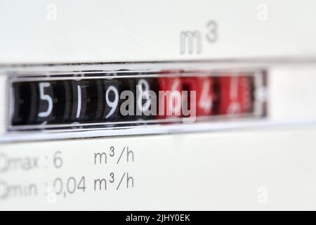 Close-up of indicators of household natural gas meter Stock Photo - Alamy