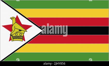 Zimbabwe embroidery flag. Emblem stitched fabric. Embroidered coat of ...