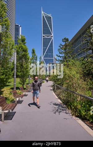 People using one of the meandering walkways, paths, trails for exercise ...