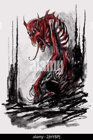 weird cartoon creature illustration Stock Photo - Alamy