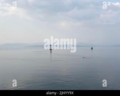 single lighthouse mindfulness empty background with ocean and blank sky ...