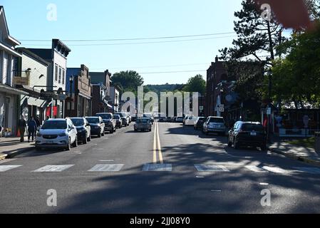 The historic downtown shopping district of Bayfield, Wi, gateway to the ...