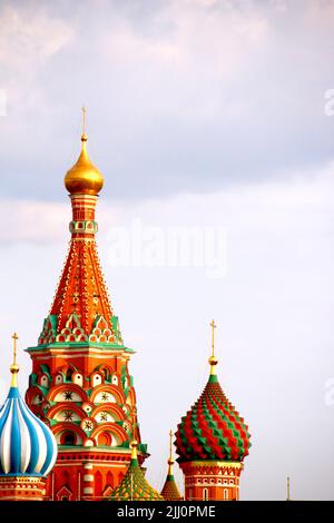 typical russian architecture, moscow city. Colorful domes against an ...