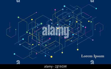 abstract blue yellow hexagon, network image, geometric navy texture ...