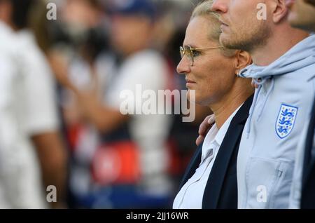 England head coach Sarina Wiegman during a press conference at St Mary ...