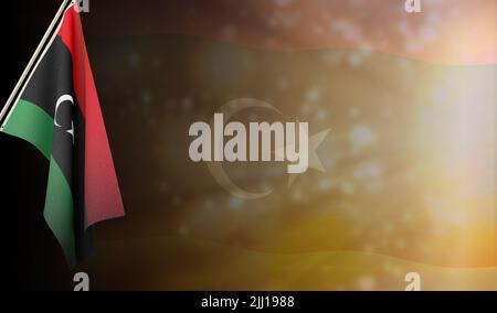 Libia Flag. 3d illustration of the waving national flag with a copy ...