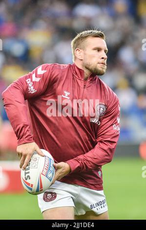 WIGAN, UK: Mike Cooper of England gets tackled during the 2021 Rugby ...