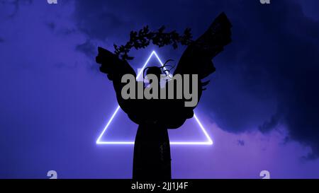 Ukrainian spirit - Berehynia on lightning storm sky background. Maidan ...