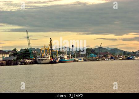 River port on Segah river in Tanjung Redeb, Berau, East Kalimantan ...