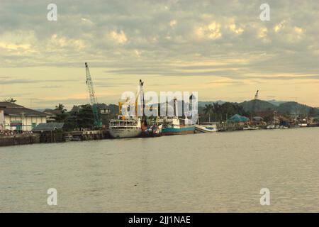 River port on Segah river in Tanjung Redeb, Berau, East Kalimantan ...