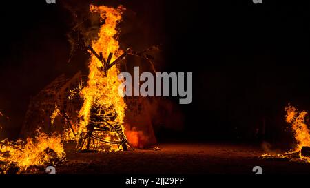 An African burning festival with flames in the darkness Stock Photo - Alamy