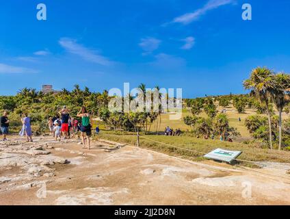 Tulum Mexico 09. April 2022 Ancient Tulum ruins Mayan site with temple ...