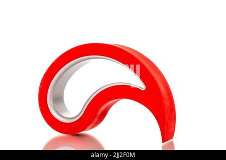 One red door stopper, close-up, isolated on white background Stock ...