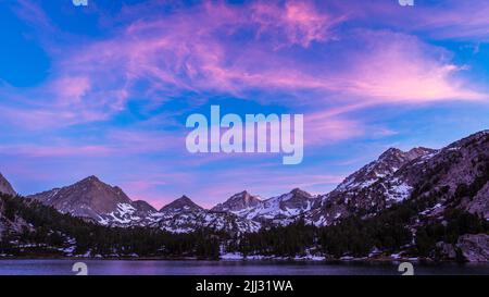 Evening light on Bear Creek Spire from Long Lake, John Muir Wilderness ...
